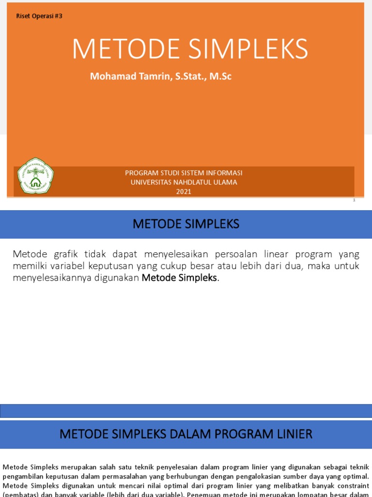 Metode Simpleks - Riset Operasi#3 | PDF