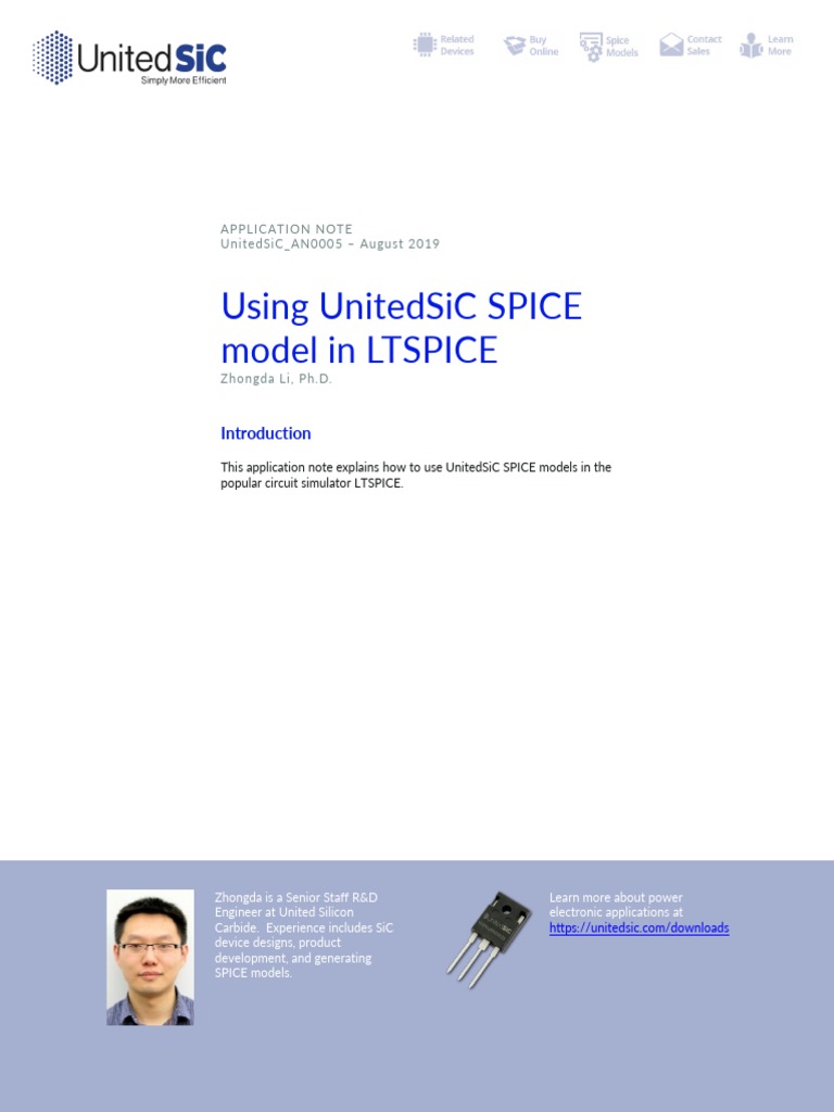 An0005-Using Unitedsic Spice Model in Ltspice | PDF | Computer File | Spice