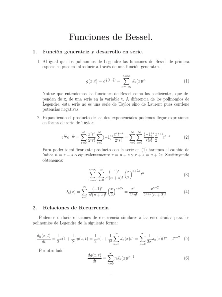 Funciones de Bessel. | Descargar gratis PDF | Ecuaciones | Análisis ...