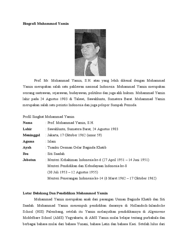 Biografi Muhammad Yamin Pdf 