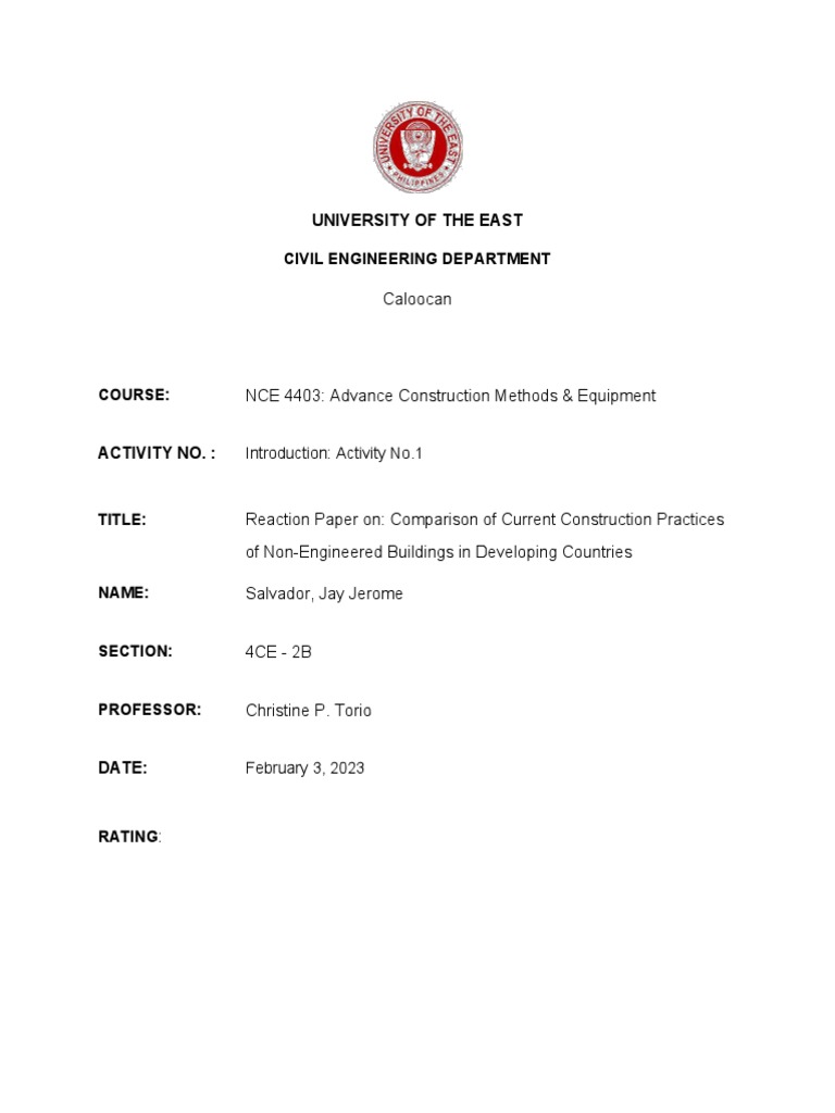 Comparison of Current Construction Practices of Non-Engineered ...