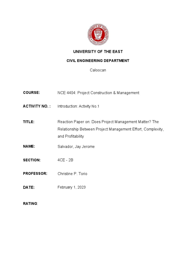 Does Project Management Matter - The Relationship Between Project Management Effort, Complexity ...