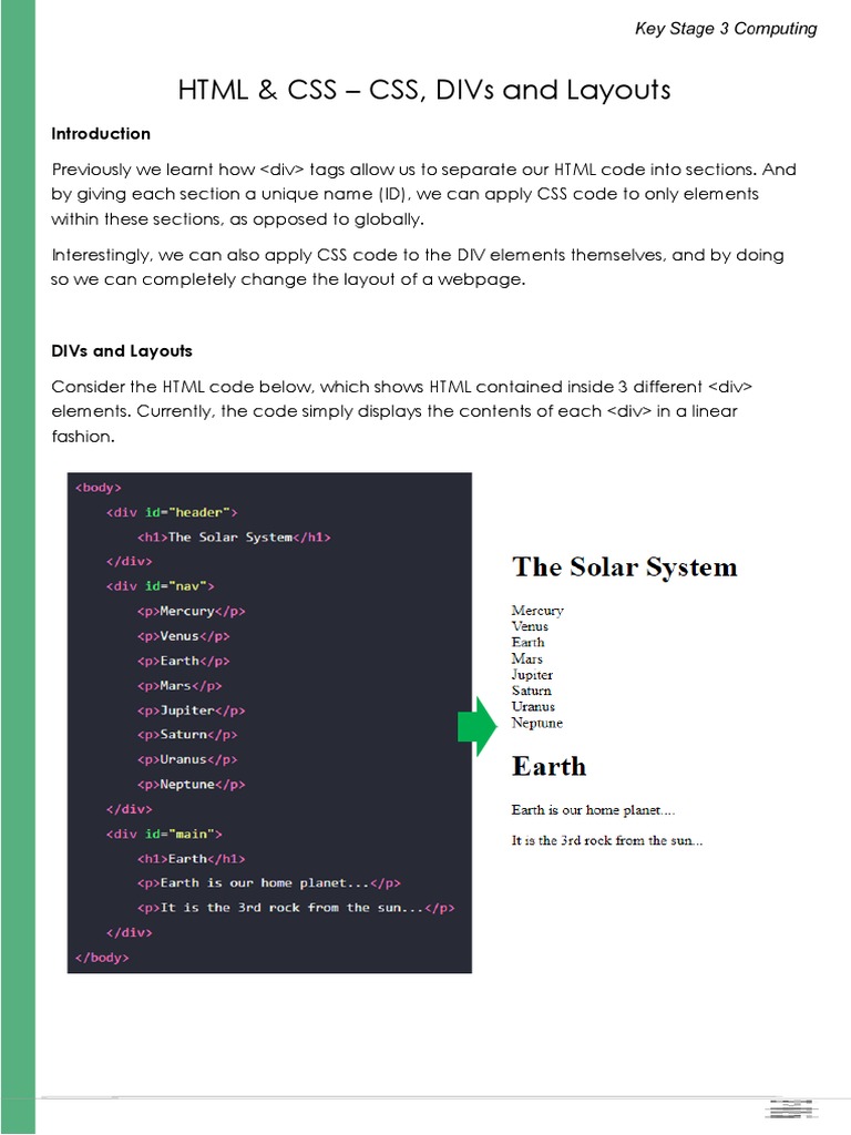 Html And Css Lesson 4 Pdf Html Page Layout