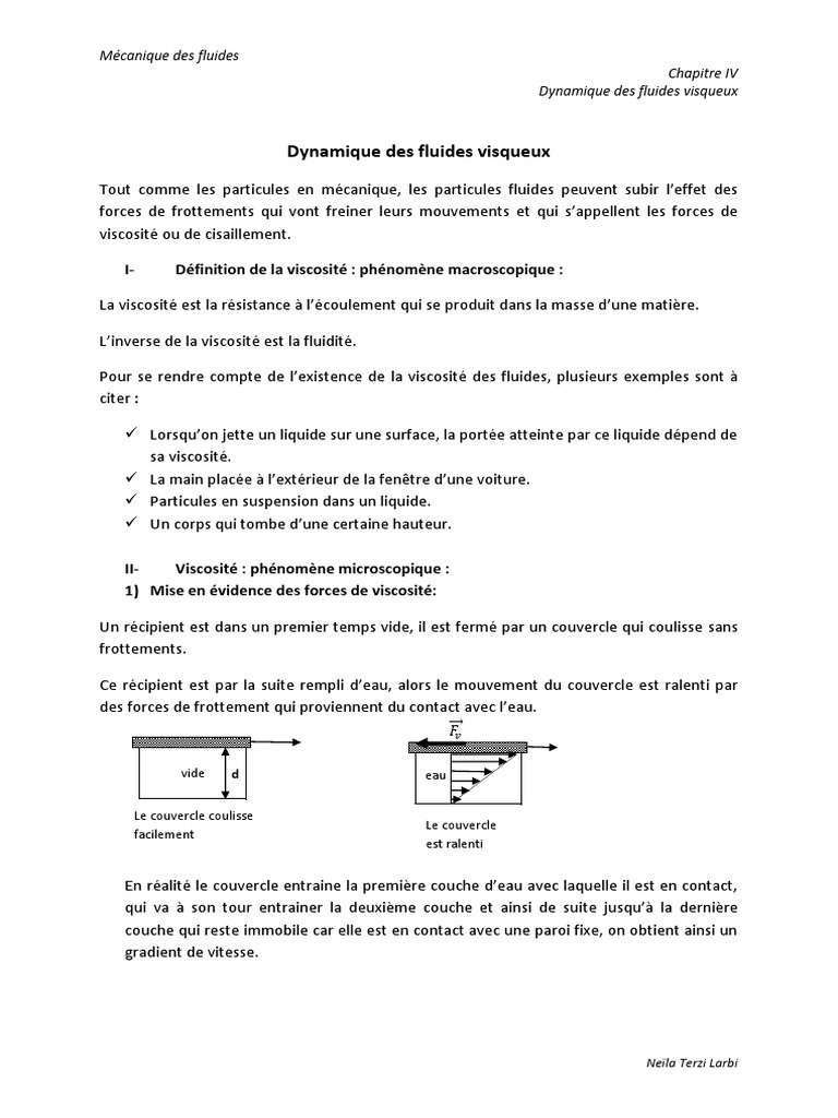Chap IV Dynamique Des Fluides Visqueux | PDF