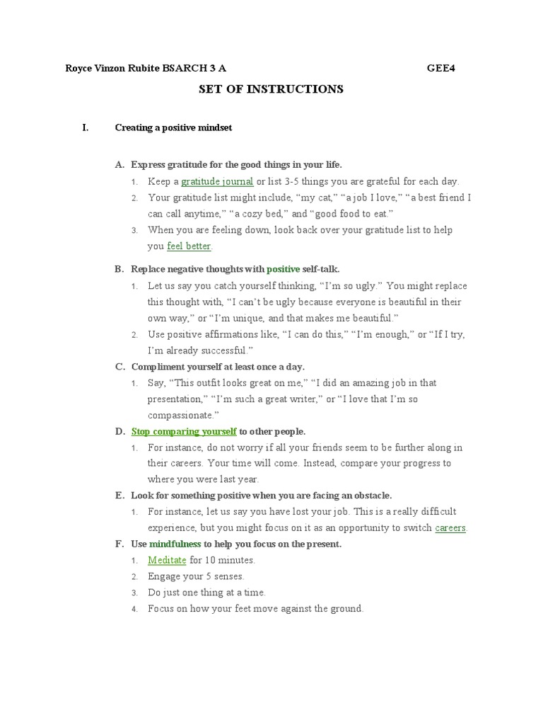 SET of Instructions Gee 4 | PDF
