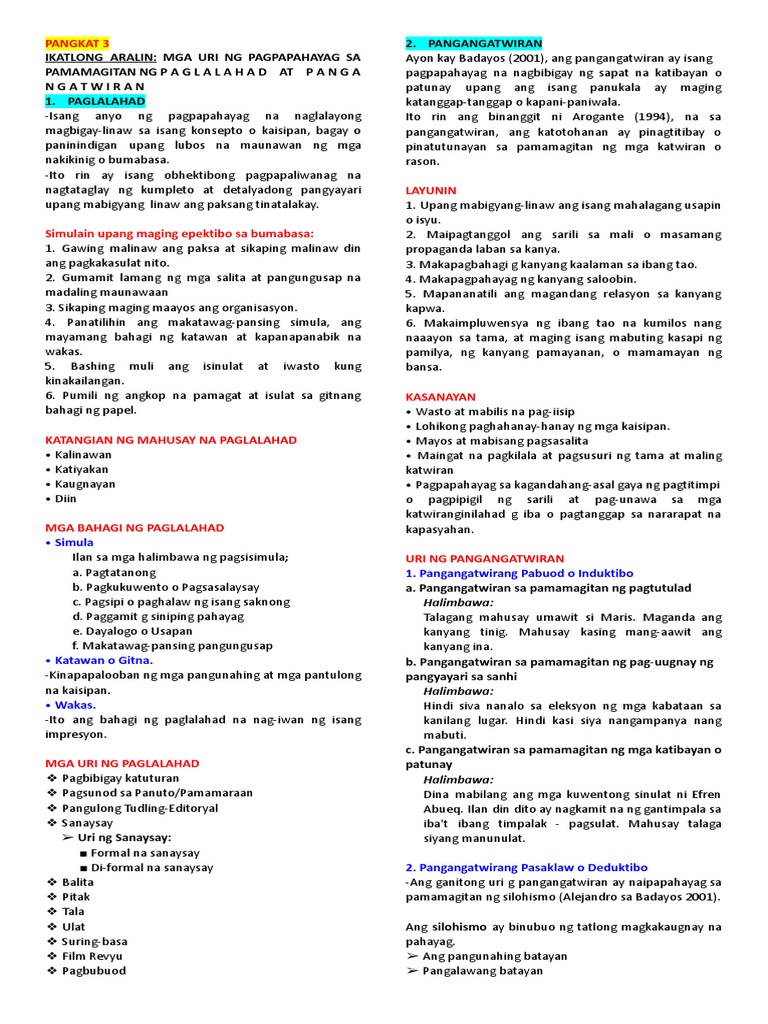 Filipino Reviewer-Finals | PDF