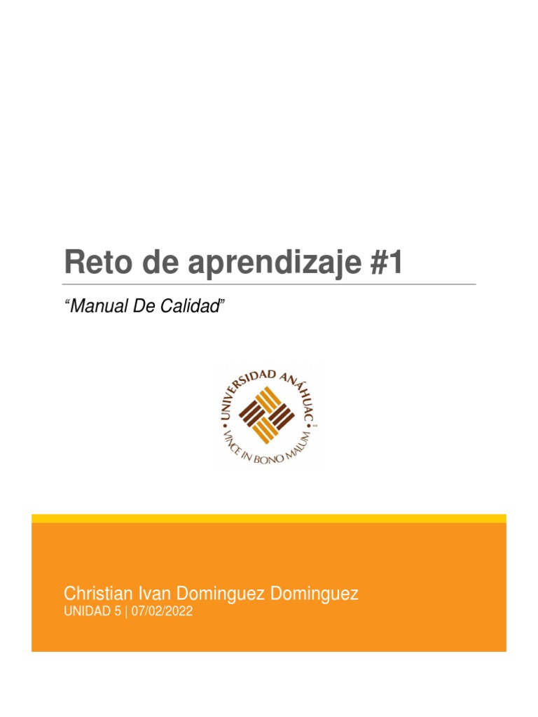 M1 - U5 Reto de Aprendizaje - 1 | PDF | Calidad (comercial) | Gestión de la calidad