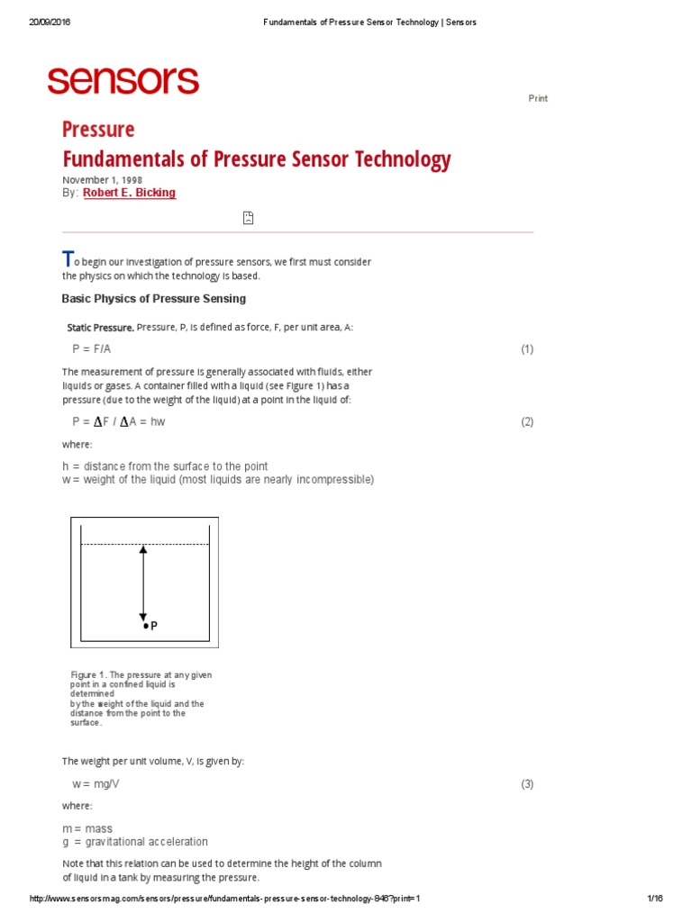 Pressure Sensor Basics Explained | PDF | Pressure Measurement | Pressure
