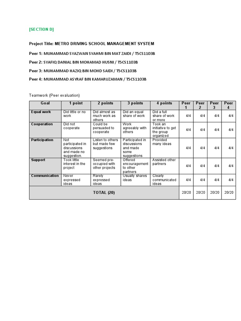 #Section D - Metro Driving School Management System | PDF