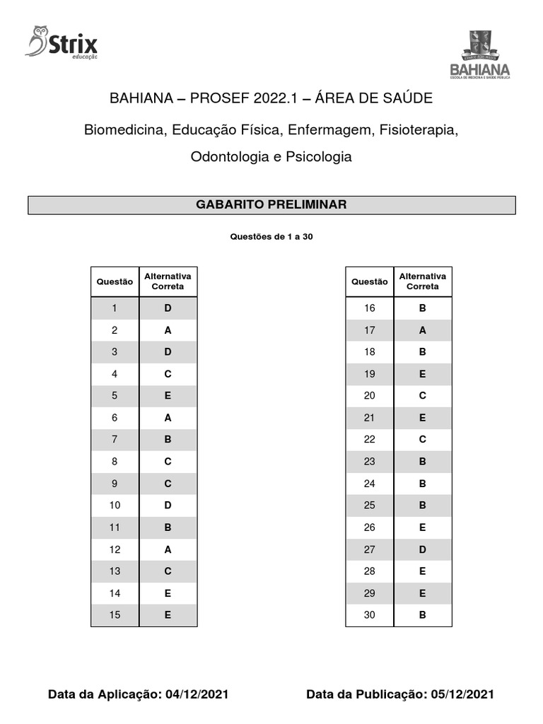 GabaritoPreliminar EBMSP DC | PDF