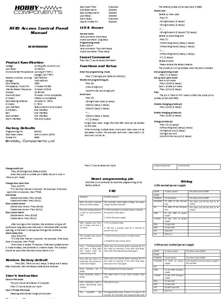 135512RFID0002 | Download Free PDF | Personal Identification Number | Access Control