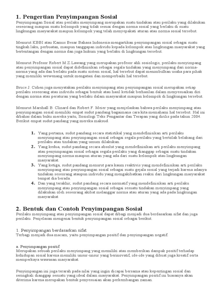 Penyimpangan Sosial | PDF