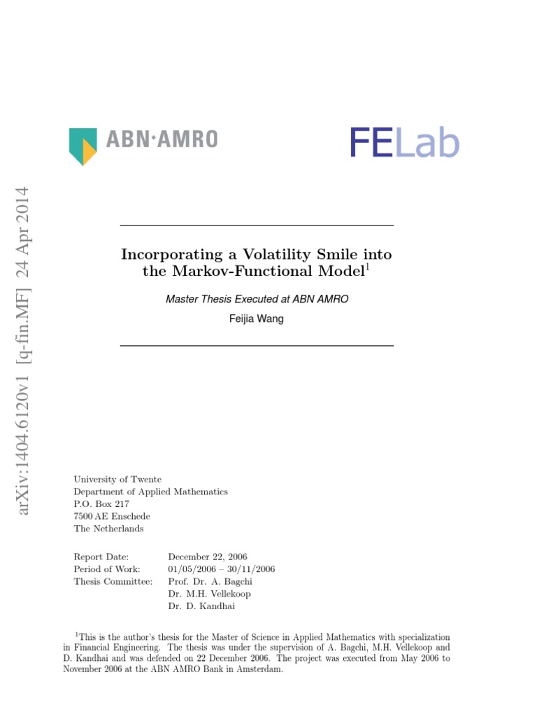 Incorporating A Volatility Smile Into The Markov-Functional Model | PDF | Black–Scholes Model ...