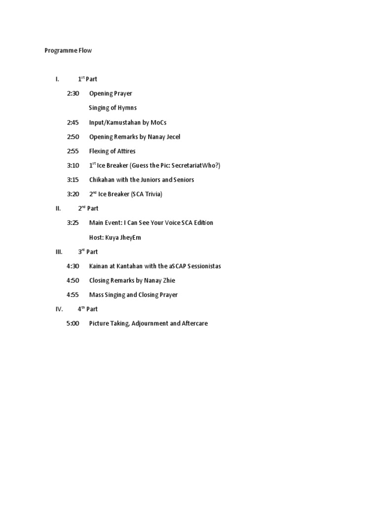 SCA Idol Programme Flow | PDF