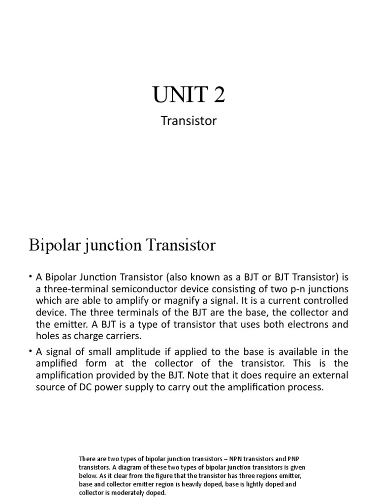 Unit 2 | PDF | Bipolar Junction Transistor | P–N Junction