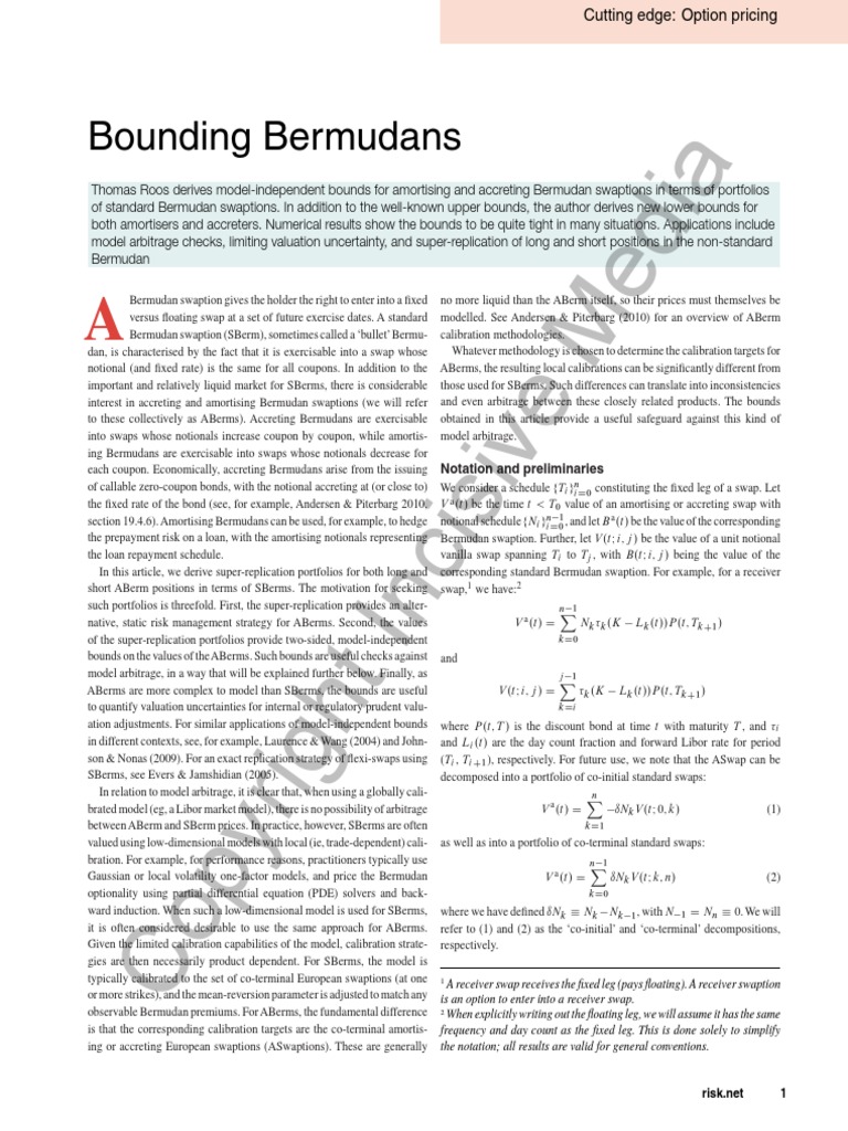 Bounding Bermudans | PDF | Greeks (Finance) | Swap (Finance)