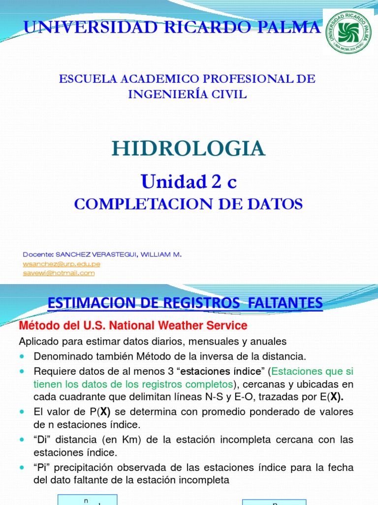 UNIDAD 2c HIDROLOGIA-URP - 2021-1 | PDF | Regresión lineal | Precipitación