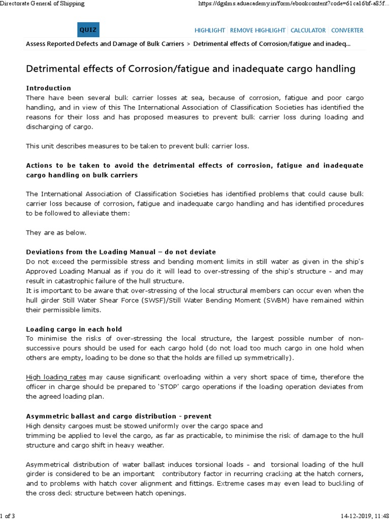 Assess Reported Defects and Damage of BC - Determined Effects of Corrosion Fatigue and ...