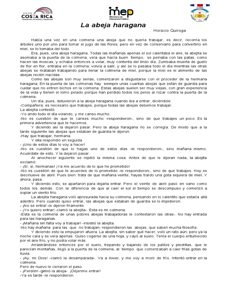 La abeja haragana: resumen y actividades | PDF | Miel | Colmena