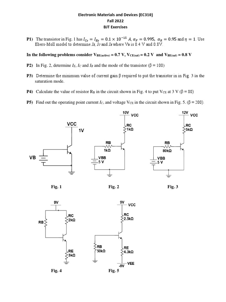 BJT Exercises for EC310 Students | PDF
