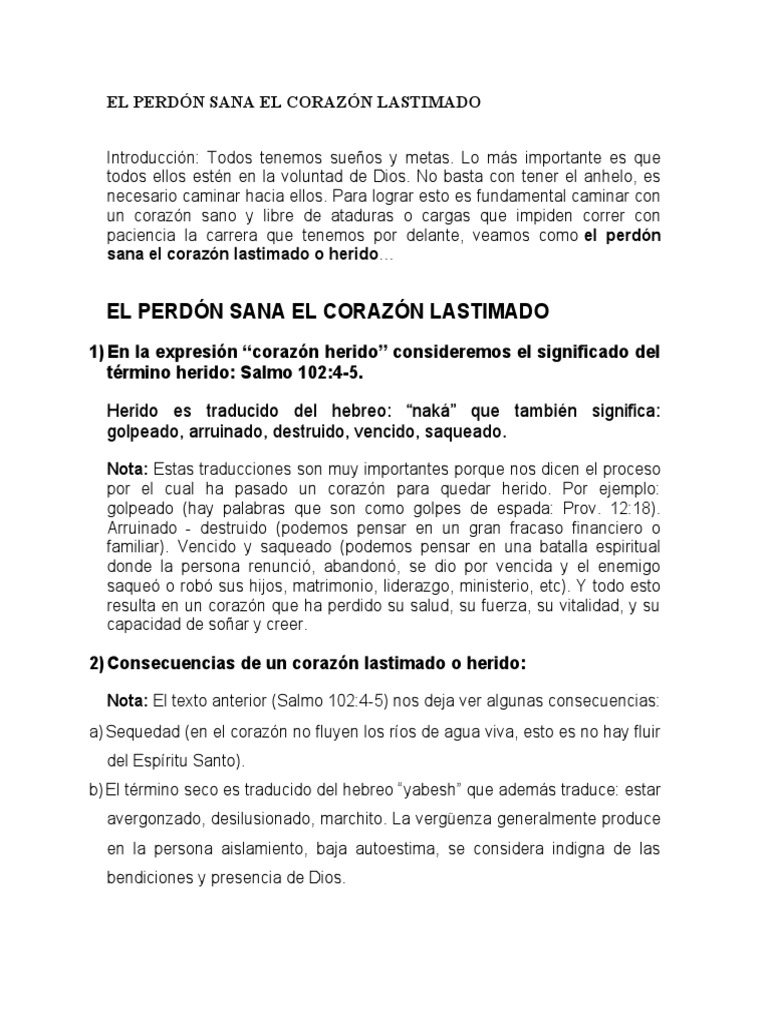 El Perdón Sana El Corazón Lastimado | PDF | Perdón | Amor