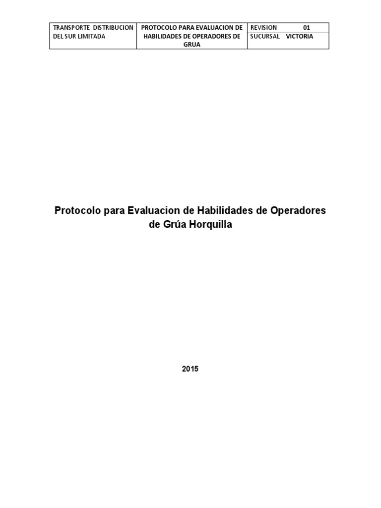Protocolo de eval habilidades op grua | PDF