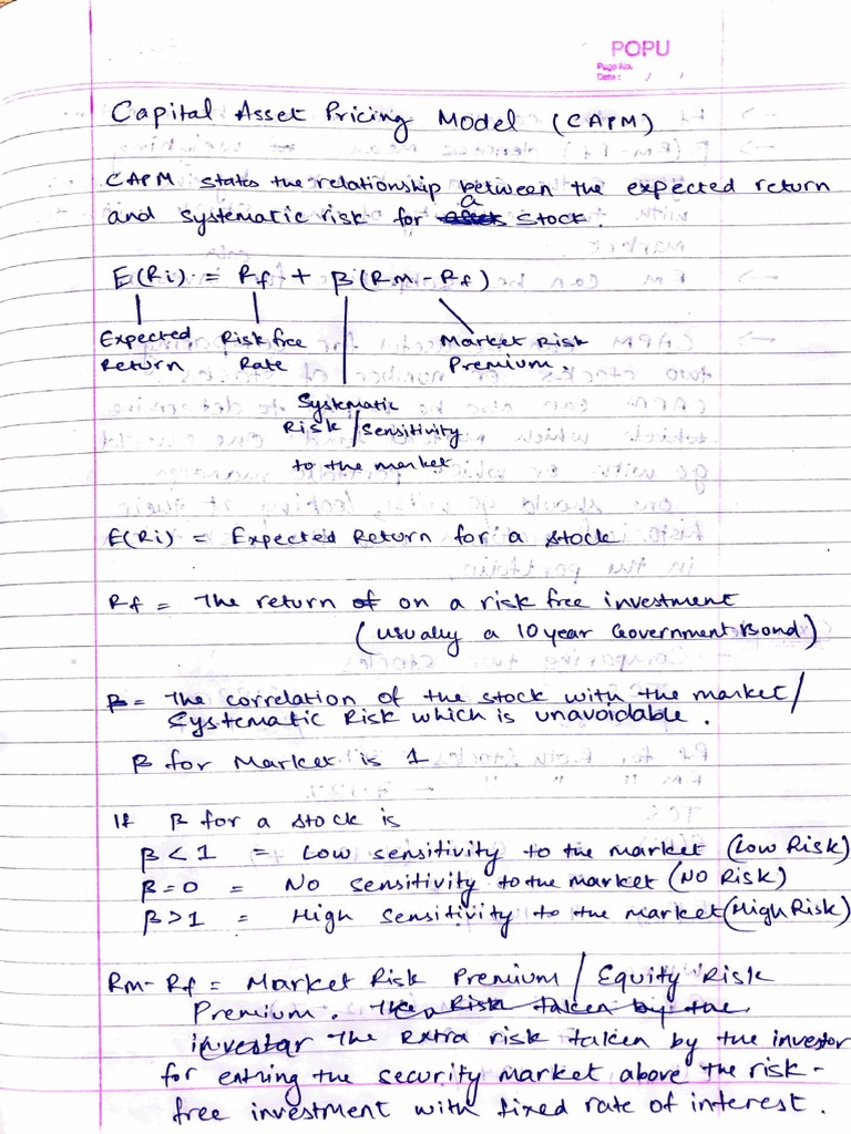 CAPM Notes Samyak Sethi | PDF