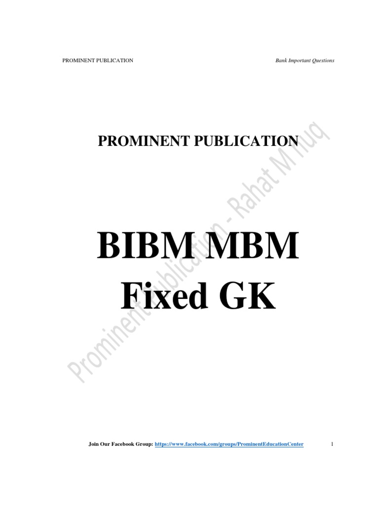 BIBM Special Fixed GK (MBM Previous) | PDF | Bangladesh | Bengal