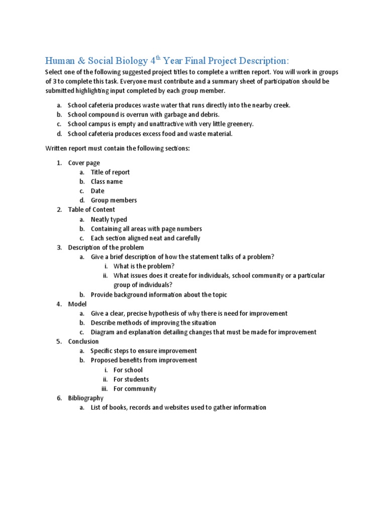 HSB Final Project With Criteria | PDF | Science | Cognitive Science