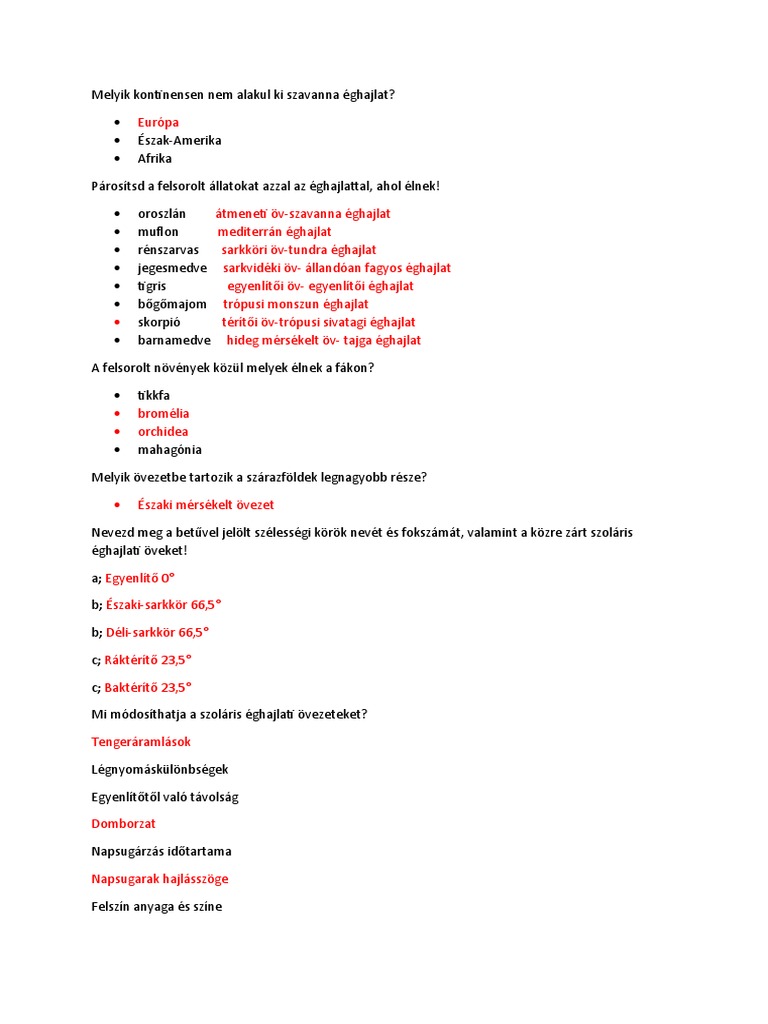 Földrajz Kérdések És Megoldások | PDF