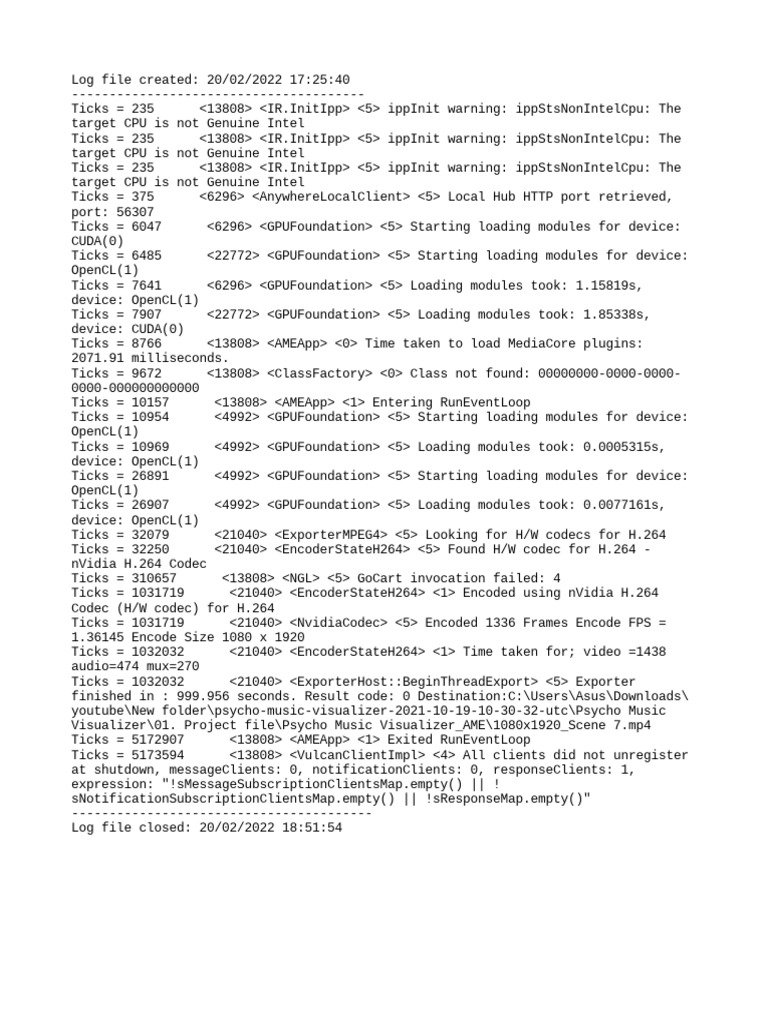 Adobe Media Encoder Log | PDF