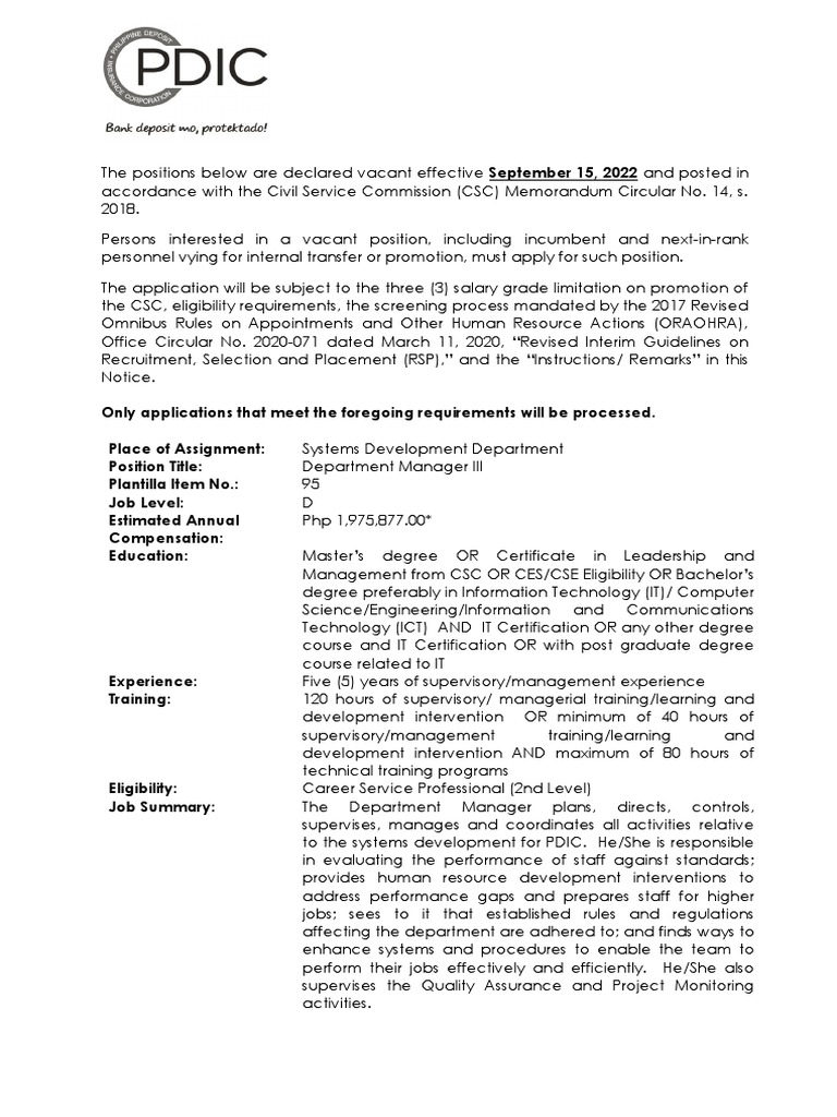 09152022-Notice of Vacant Position | Download Free PDF | Real Estate Appraisal | Leadership