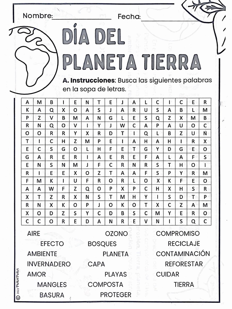 Sopa de Letras Earth Day | PDF