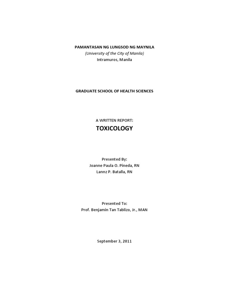 Toxicology Written Report | PDF | Toxicology | Hemodialysis