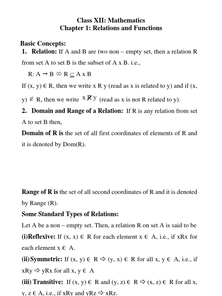 Relations and Functions XII | PDF | Function (Mathematics) | Analysis