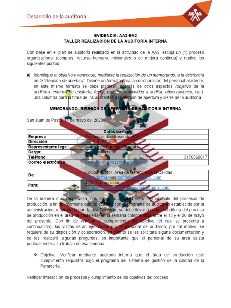 Formato_Evidencia_AA3_Ev2_Taller | PDF | Auditoría | Alimentos
