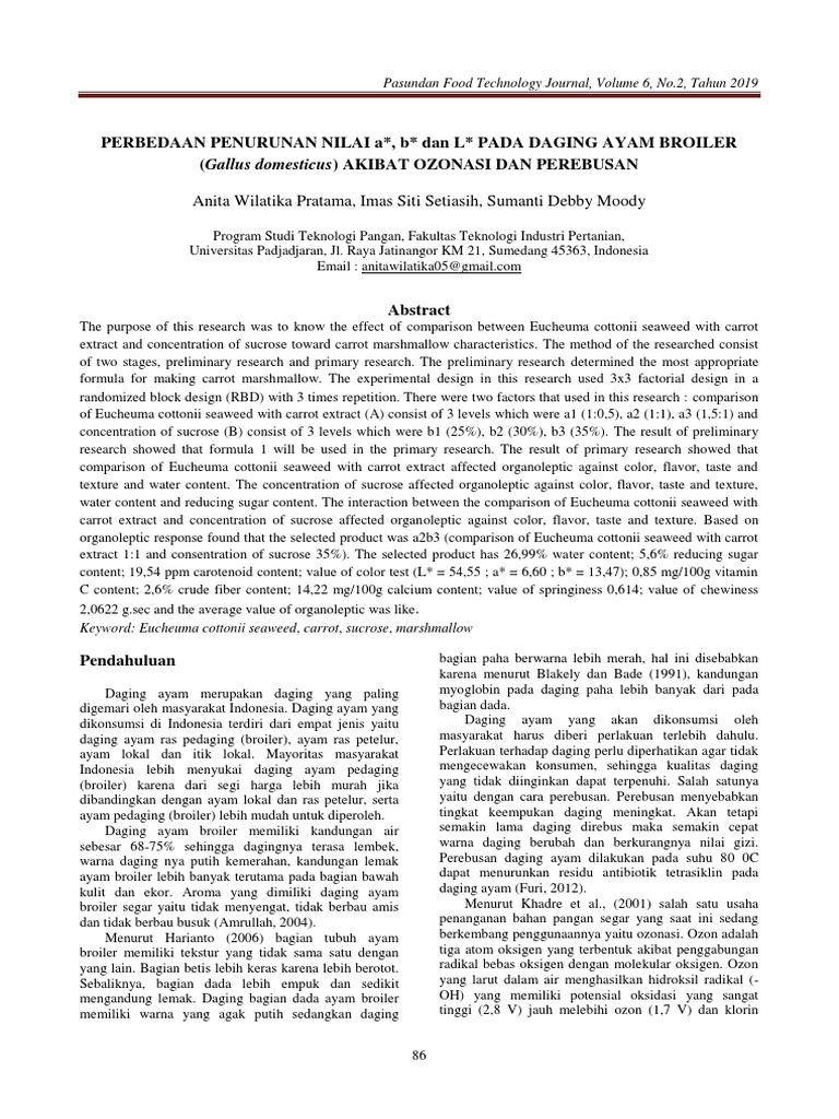 Penurunan Nilai Daging Ayam Akibat Ozonisasi & Perebusan | PDF ...