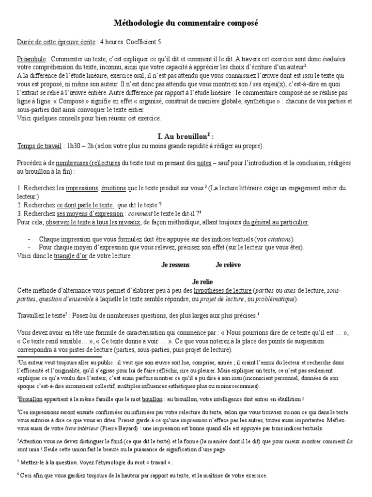 Méthodologie Du Commentaire Composé (CC) - Copie | PDF