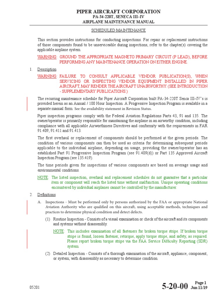 Seneca III-IV Maintenance Guidelines | PDF | Mechanical Engineering ...