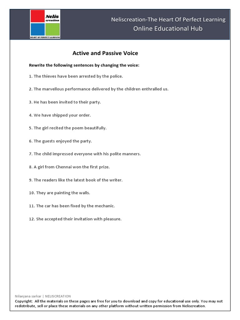 Active and Passive - Worksheets | PDF