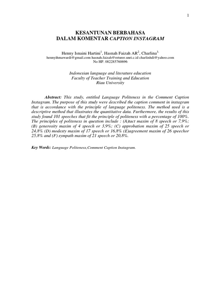 Kesantunan Berbahasa Dalam Komentar Capt | PDF