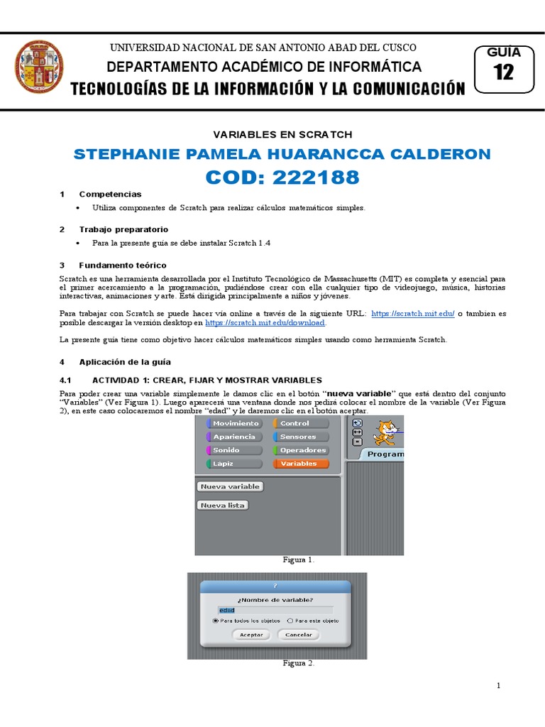 Guia 12 Tic | PDF | Scratch (lenguaje de programación) | Pi