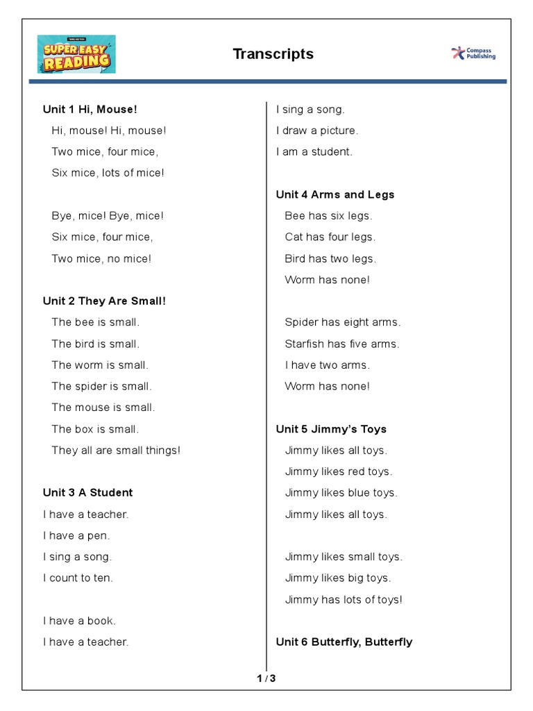 Super_Easy_Reading_3rd_1_Transcripts_en | PDF | Mouse