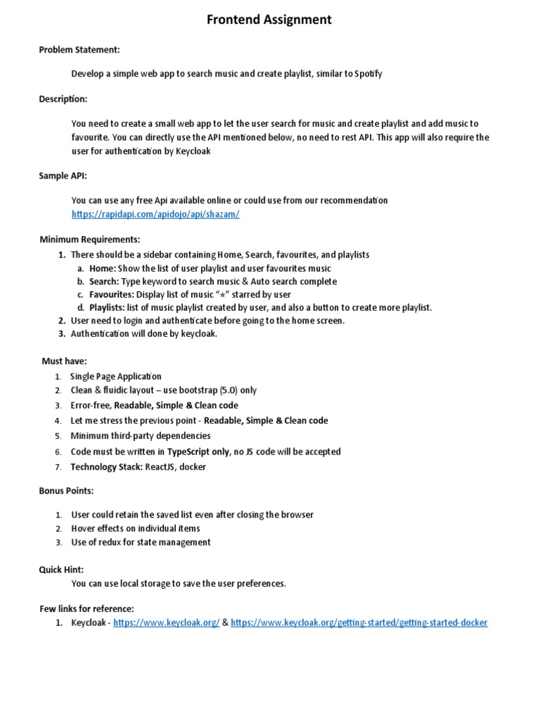 Frontend - Assignment - Intern | PDF