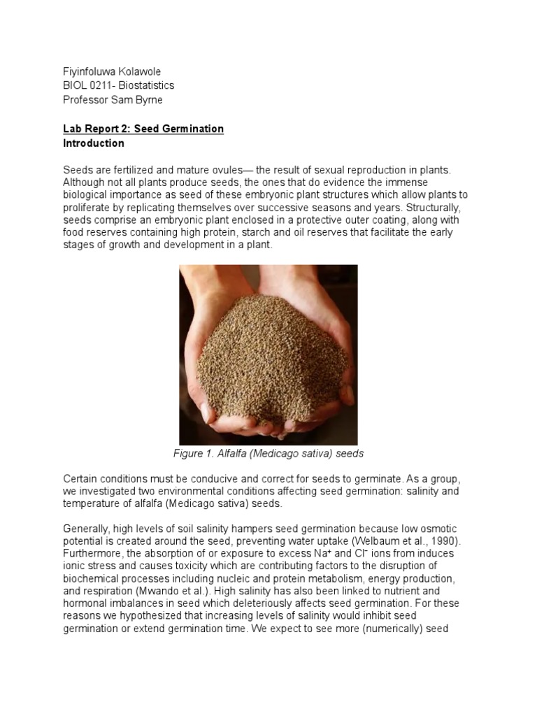 BIOL 0211 - Lab Report 2 - Seed Germination | PDF