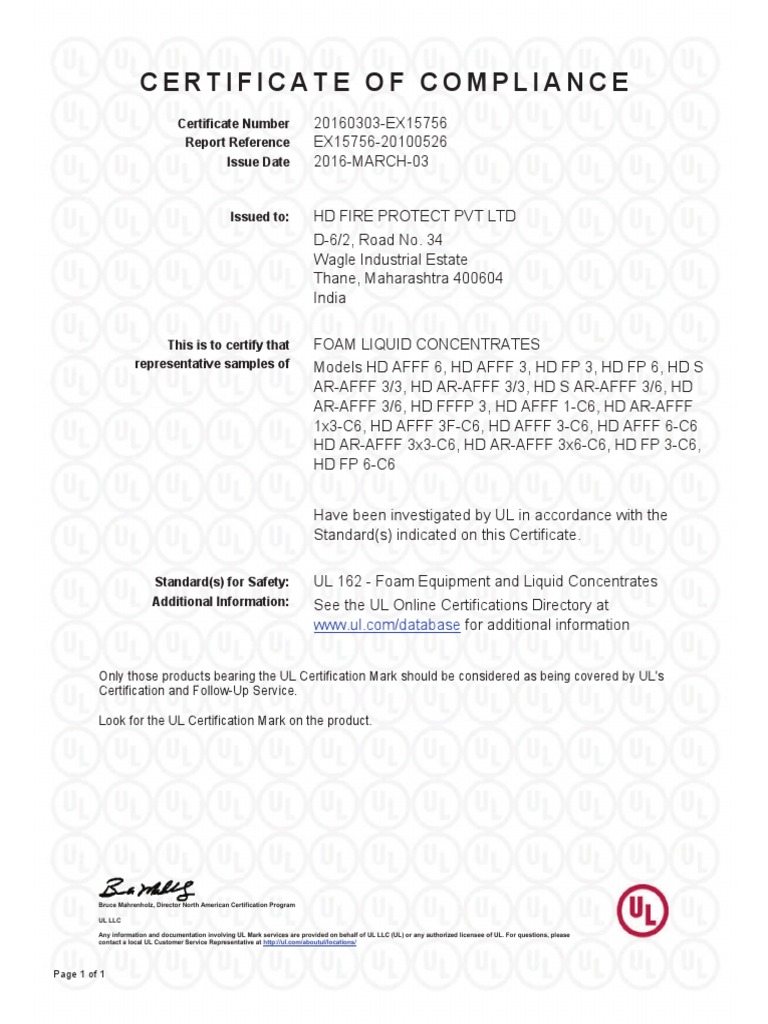 UL COC Foam | PDF | Safety | Chemical Process Engineering