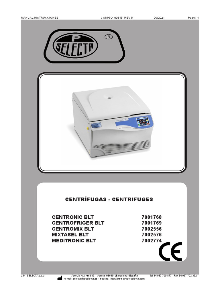 Centrifuga JP Selecta BLT | PDF | Tecnología