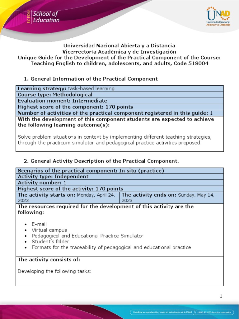 Guide For The Development of The Practical Component - Unit 3 - Task 4 | PDF | Simulation | Pedagogy