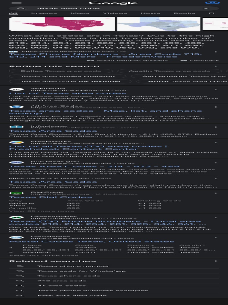 Texas Area Code - Google Search | PDF | Telephone Numbering Plan | Texas