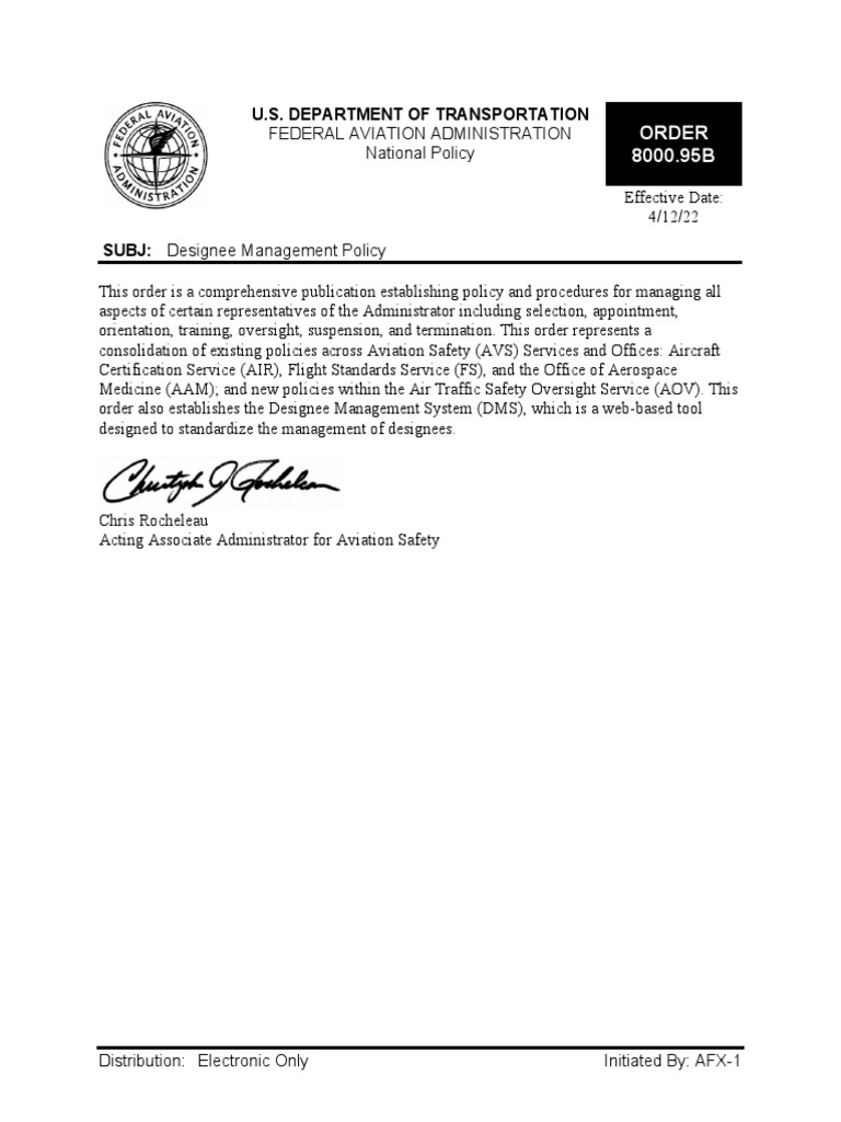 FAA Designee Management Policy 8000.95B | PDF | Federal Aviation ...